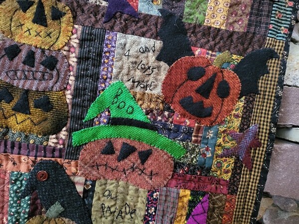 PDF Downloadable Pattern Prim Halloween Wool Appliqué Quilt Wall ...
