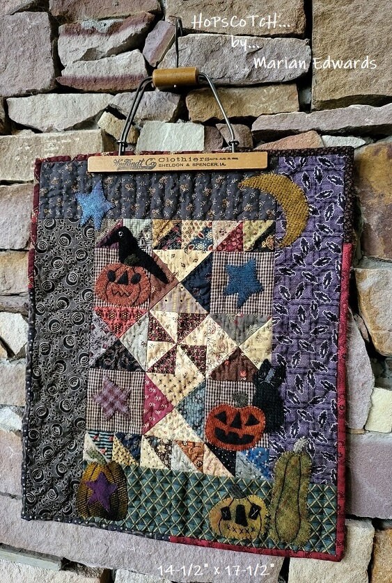 PDF Downloadable Pattern Primitive Wool Appliqué Halloween Quilt Wall ...