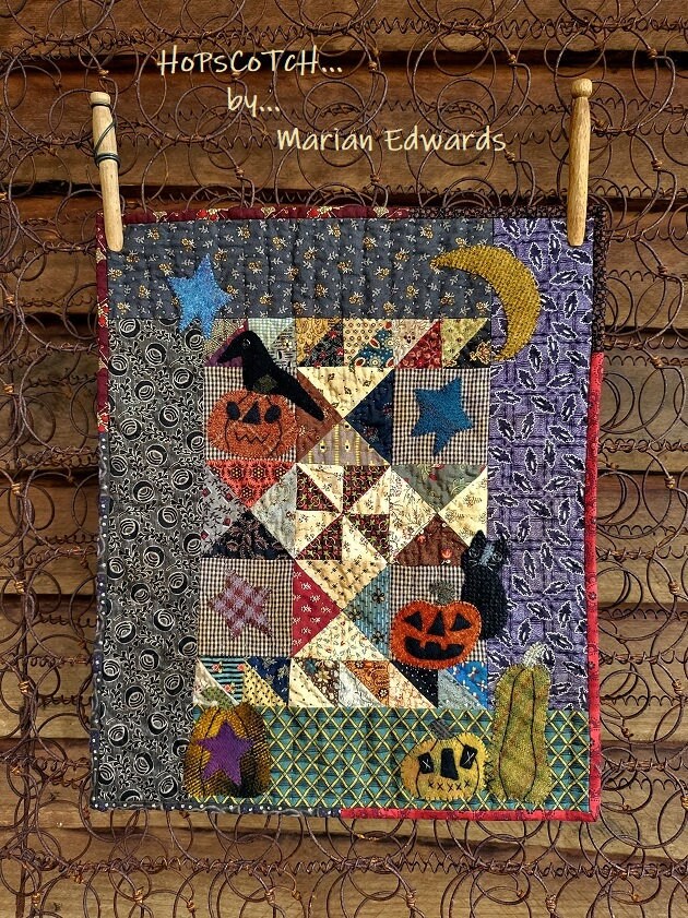 PDF Downloadable Pattern Primitive Wool Appliqué Halloween Quilt Wall ...