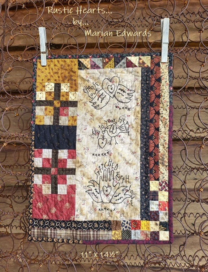 PDF Downloadable Pattern-prim-whimsical-stitchery-quilt-wall Hanging ...