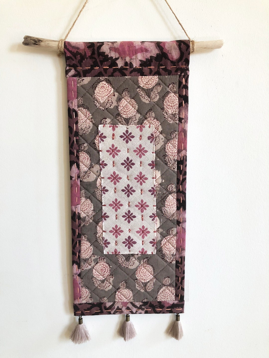 Stitched Fabric Collage Wall Art Bohemian Decor Fabric - Etsy