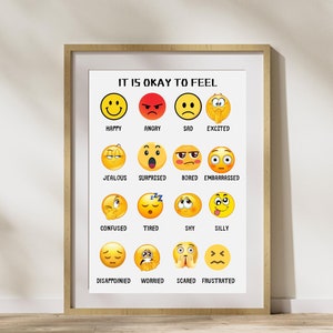 It's Okay to Feel, Boho Classroom Decor, Feelings Chart Poster, My ...