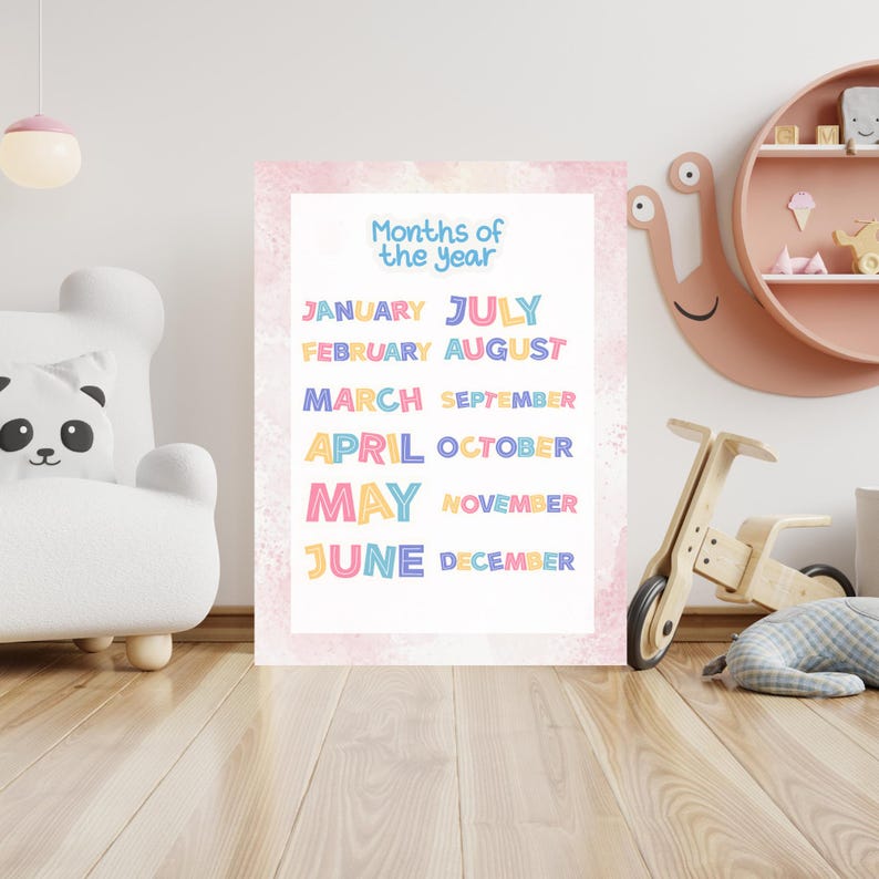 Months of the Year Printable, Educational Posters, Kindergarten Poster ...