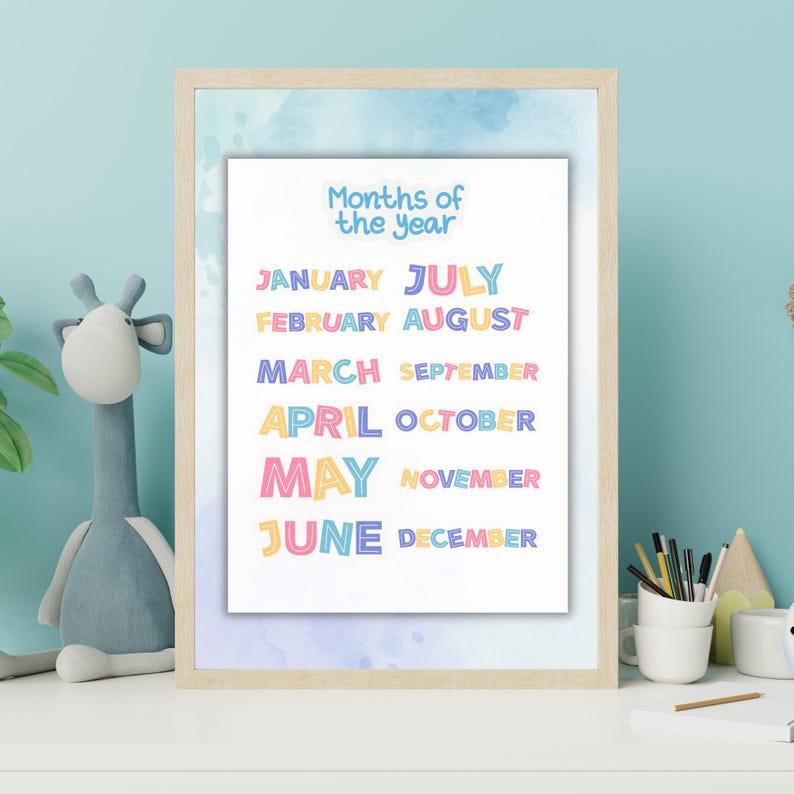 Months of the Year Printable, Educational Posters, Kindergarten Poster ...
