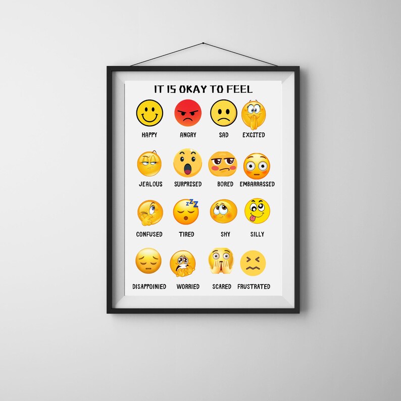 It's Okay to Feel, Boho Classroom Decor, Feelings Chart Poster, My ...