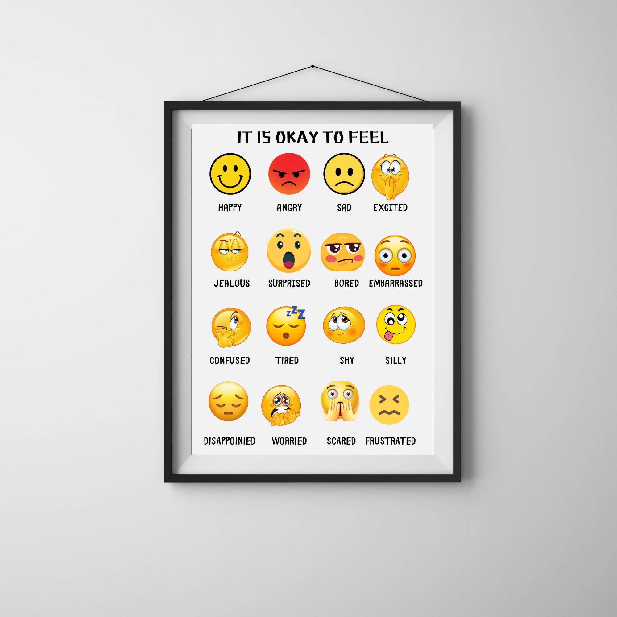 It's Okay to Feel, Boho Classroom Decor, Feelings Chart Poster, My ...