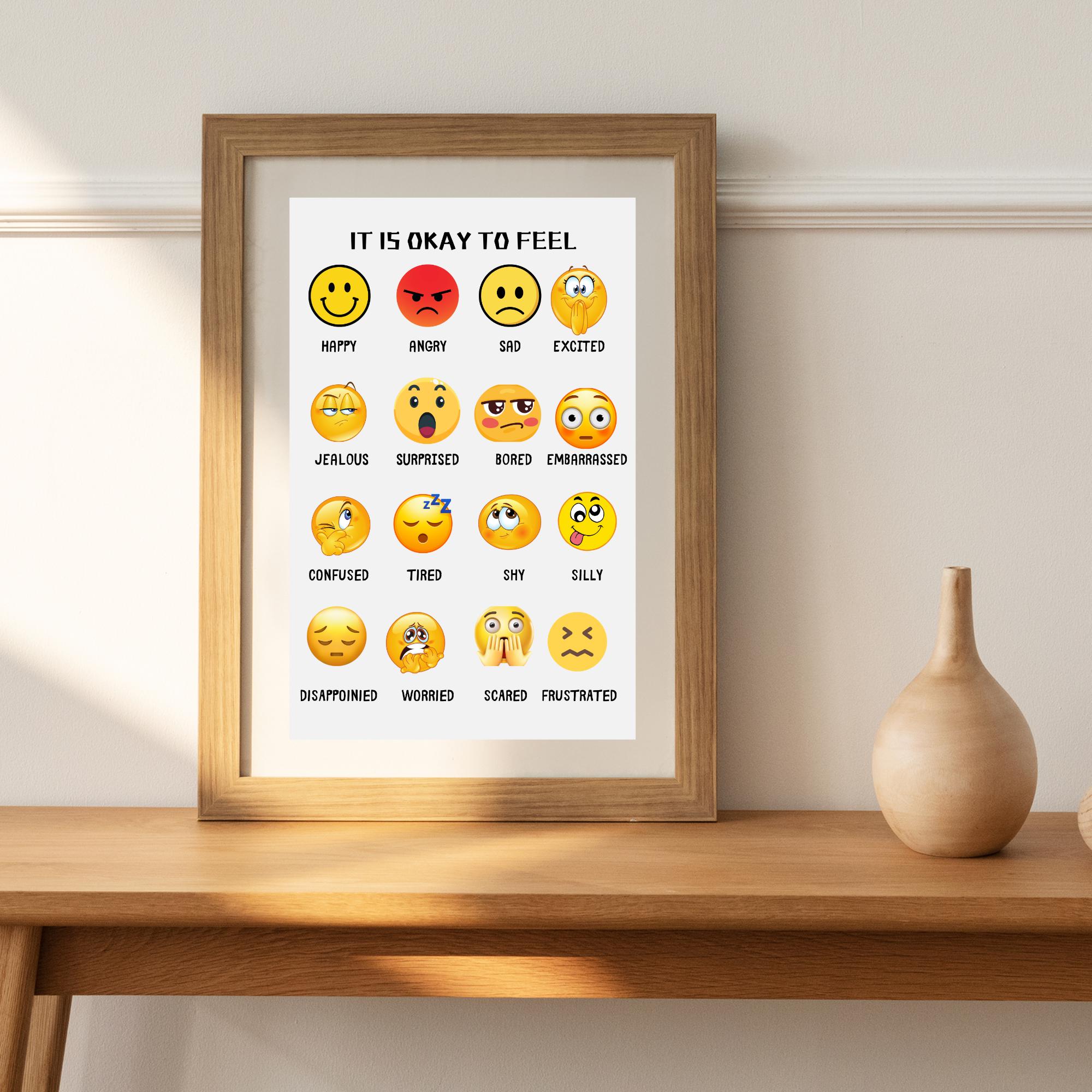It's Okay to Feel, Boho Classroom Decor, Feelings Chart Poster, My ...