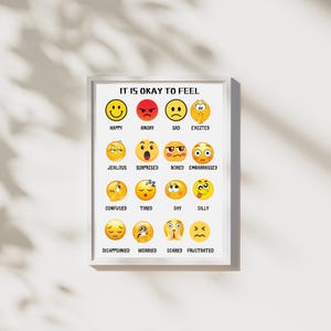 It's Okay to Feel, Boho Classroom Decor, Feelings Chart Poster, My ...