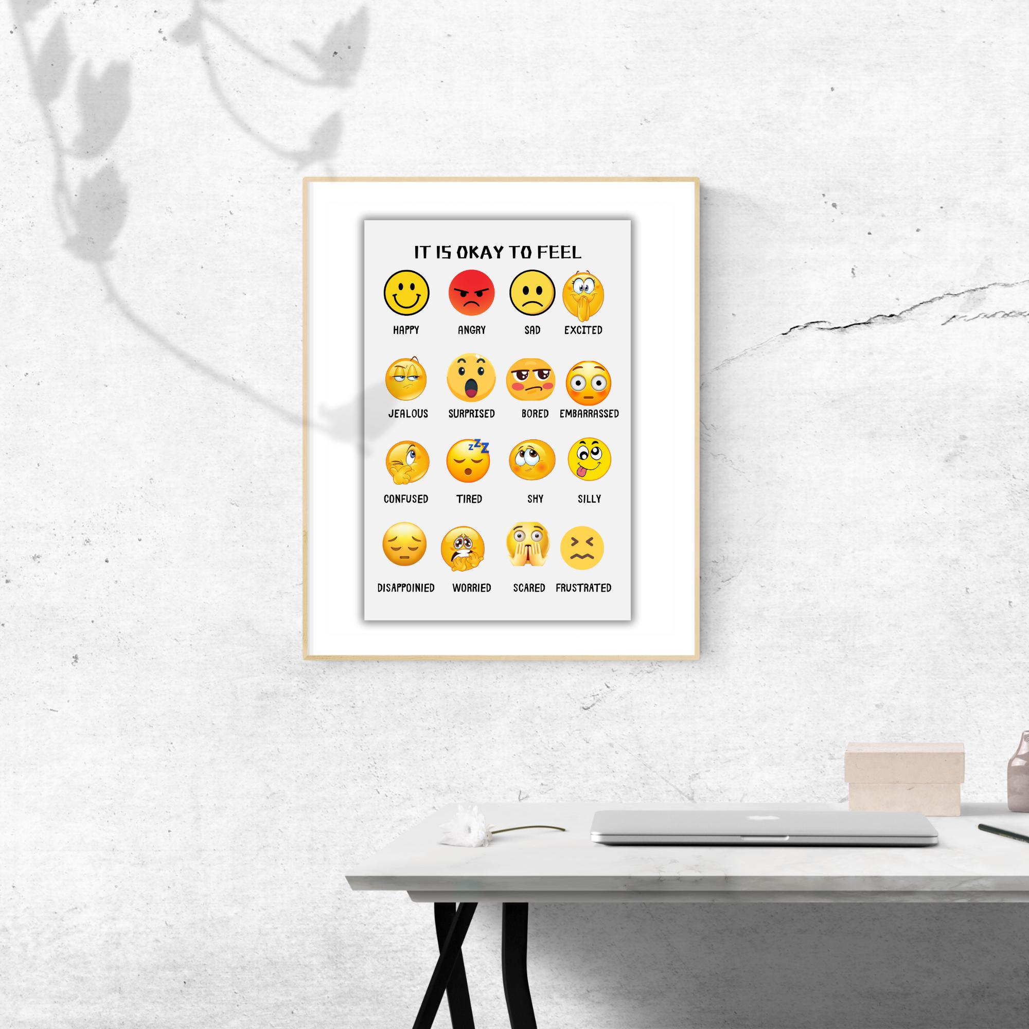 It's Okay to Feel, Boho Classroom Decor, Feelings Chart Poster, My ...