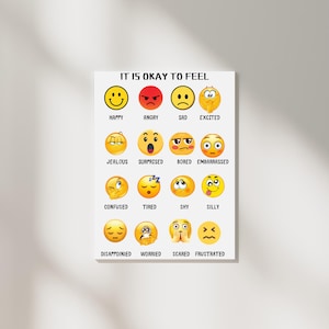 It's Okay to Feel, Boho Classroom Decor, Feelings Chart Poster, My ...
