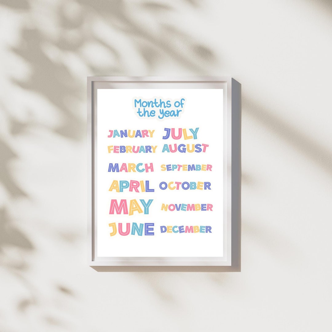 Months of the Year Printable, Educational Posters, Kindergarten Poster ...