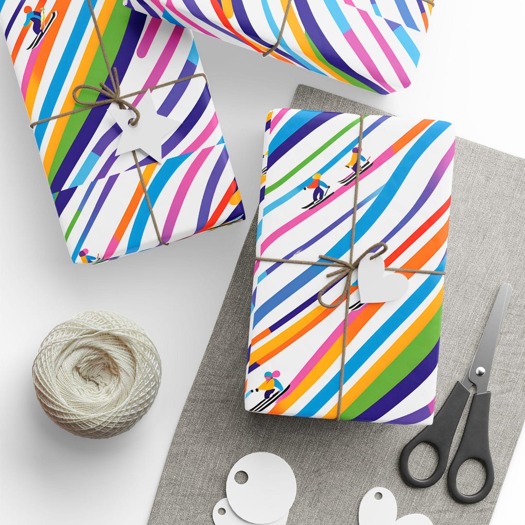 Ski Lover Theme Wrapping Paper, Christmas Present Gift Wrapping Paper ...
