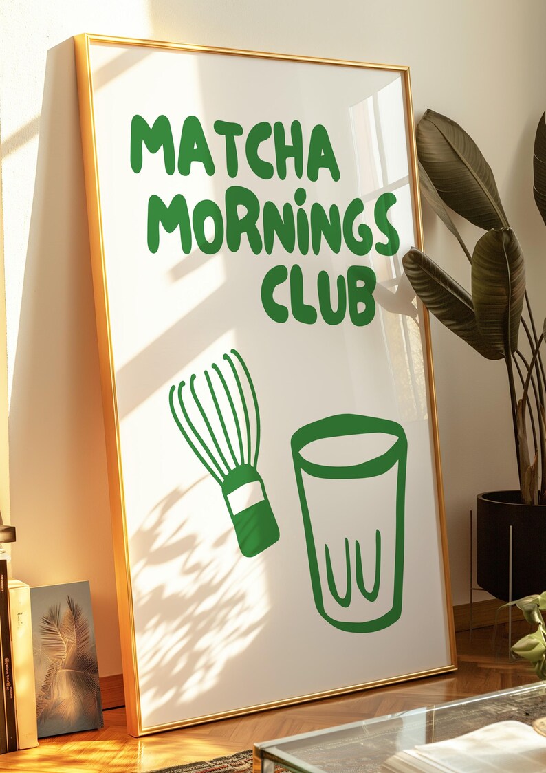 Retro Matcha Print, Trendy Kitchen Wall Art, Coffee Bar Decor, Drink ...