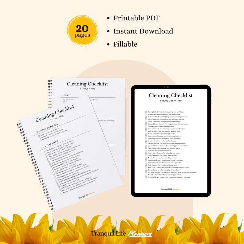 House Cleaning Checklist Printable & Fillable, Cleaning Checklist by ...