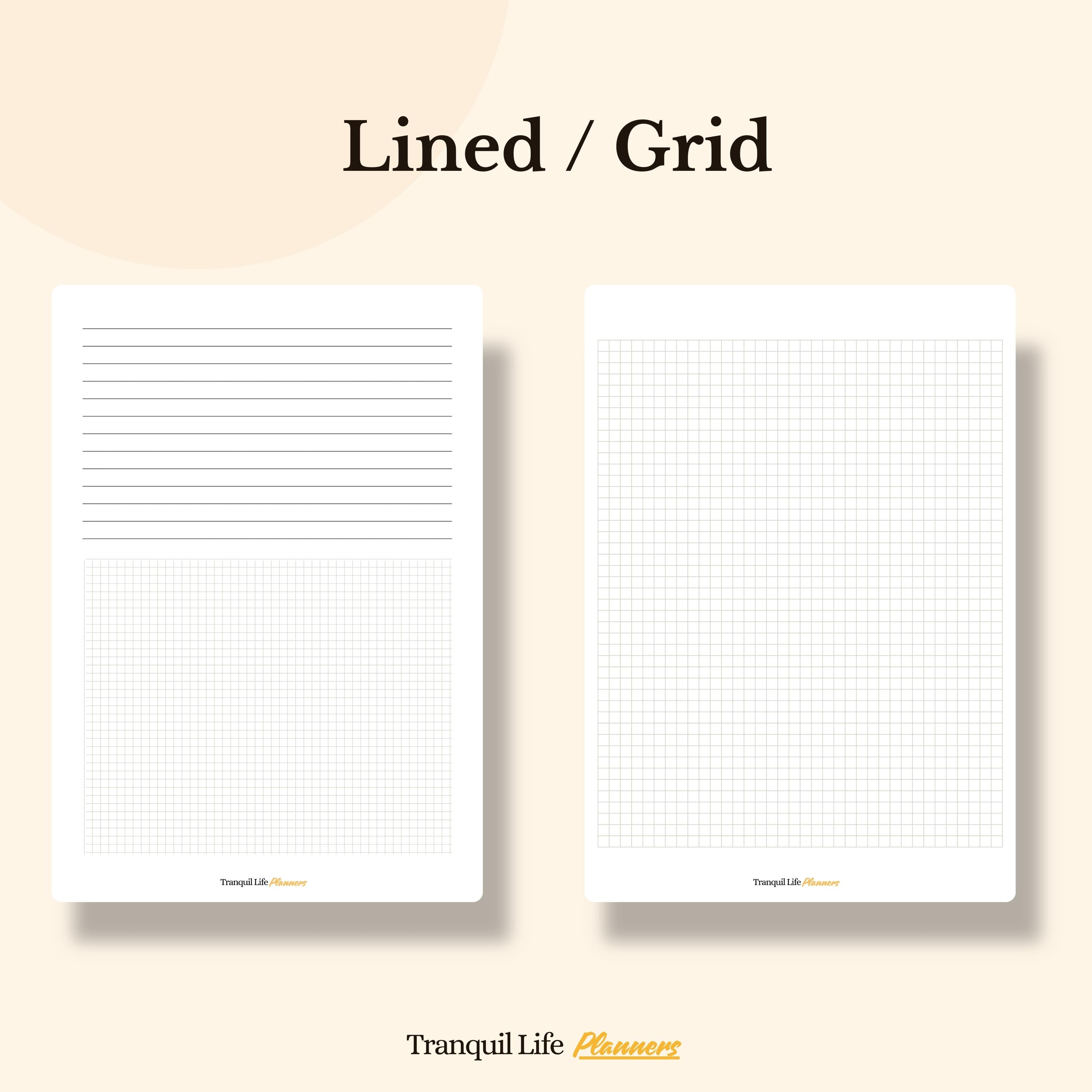 Notes, Lined, Graph & Dot Grid Paper Pages Bundle Printable, 12 ...