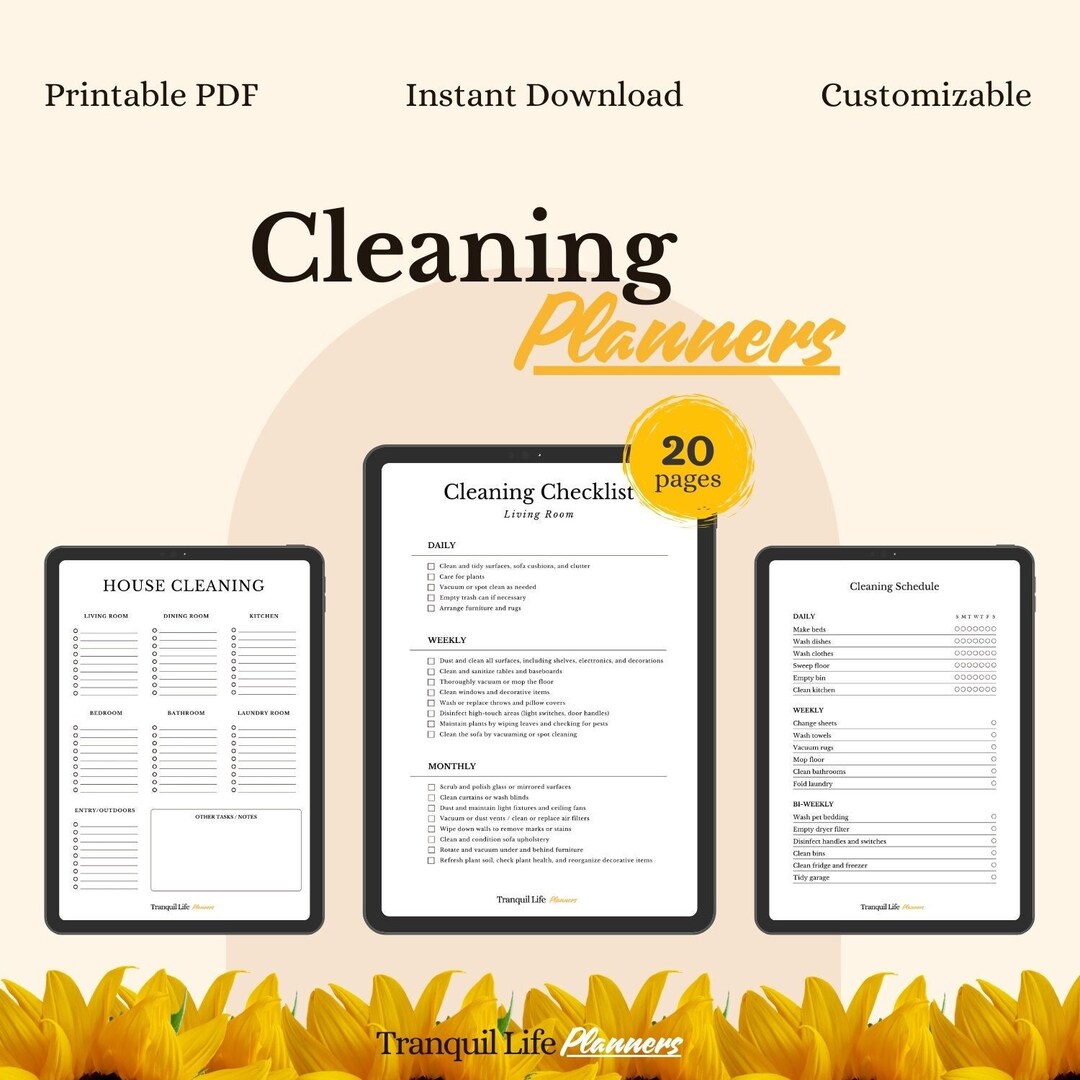 House Cleaning Checklist Printable & Fillable, Cleaning Checklist by Room, Home Cleaning Planner ...