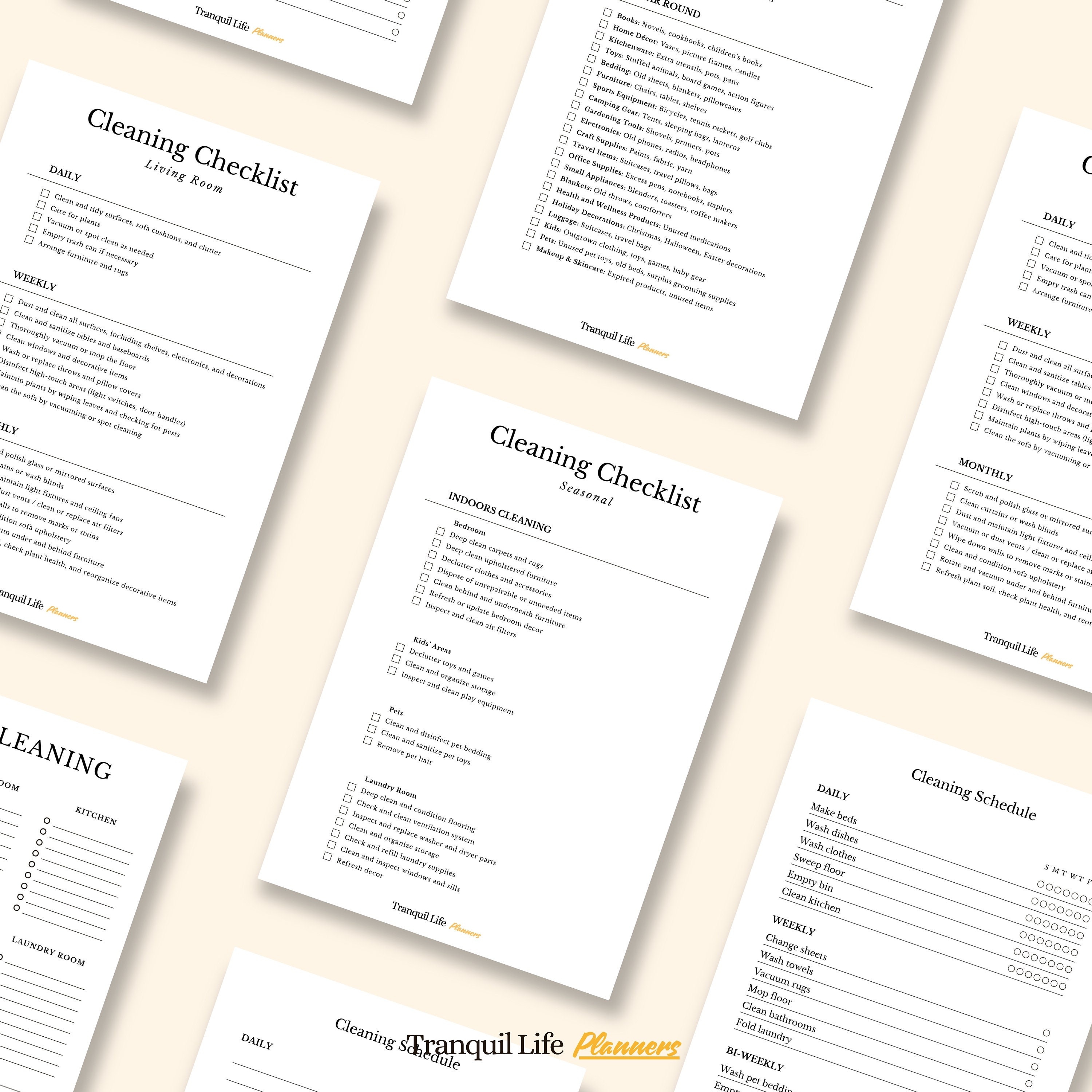 House Cleaning Checklist Printable & Fillable, Cleaning Checklist by ...