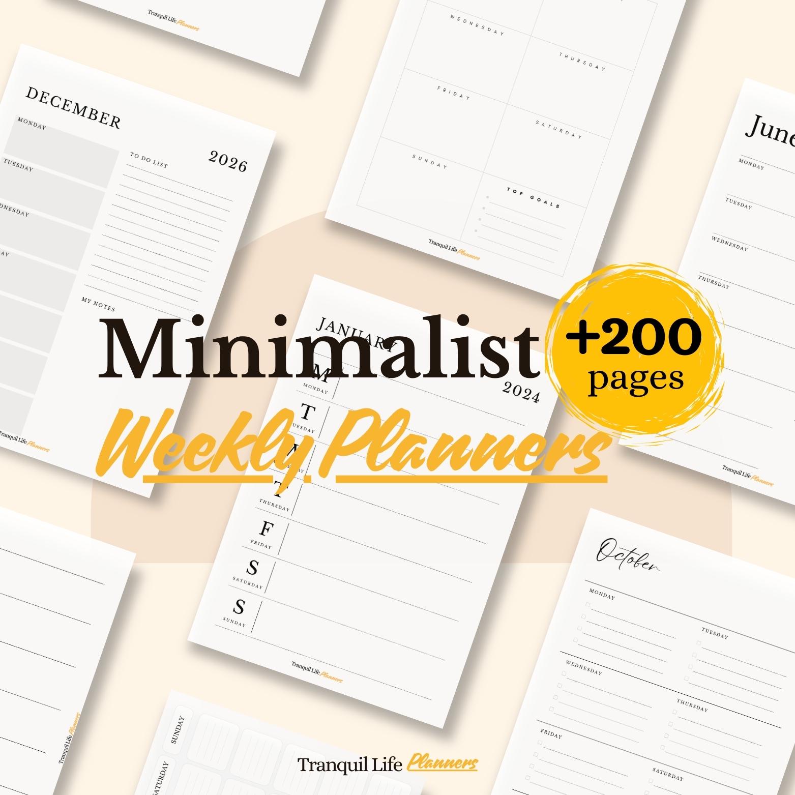 Minimalist Weekly Planner Printable 2024-2025-2026, Weekly Organizer ...