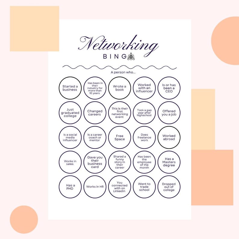 Editable Networking Bingo Card: Digital, Printable Fun for Connecting ...