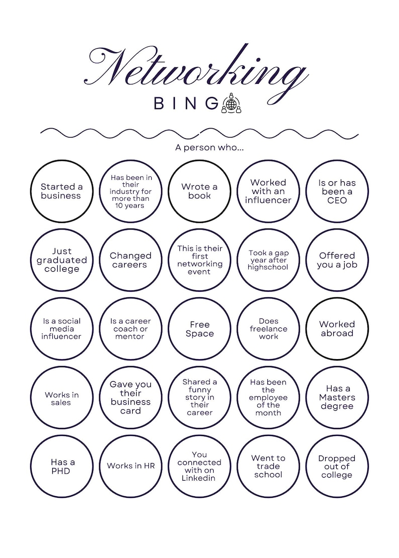 Editable Networking Bingo Card: Digital, Printable Fun for Connecting ...