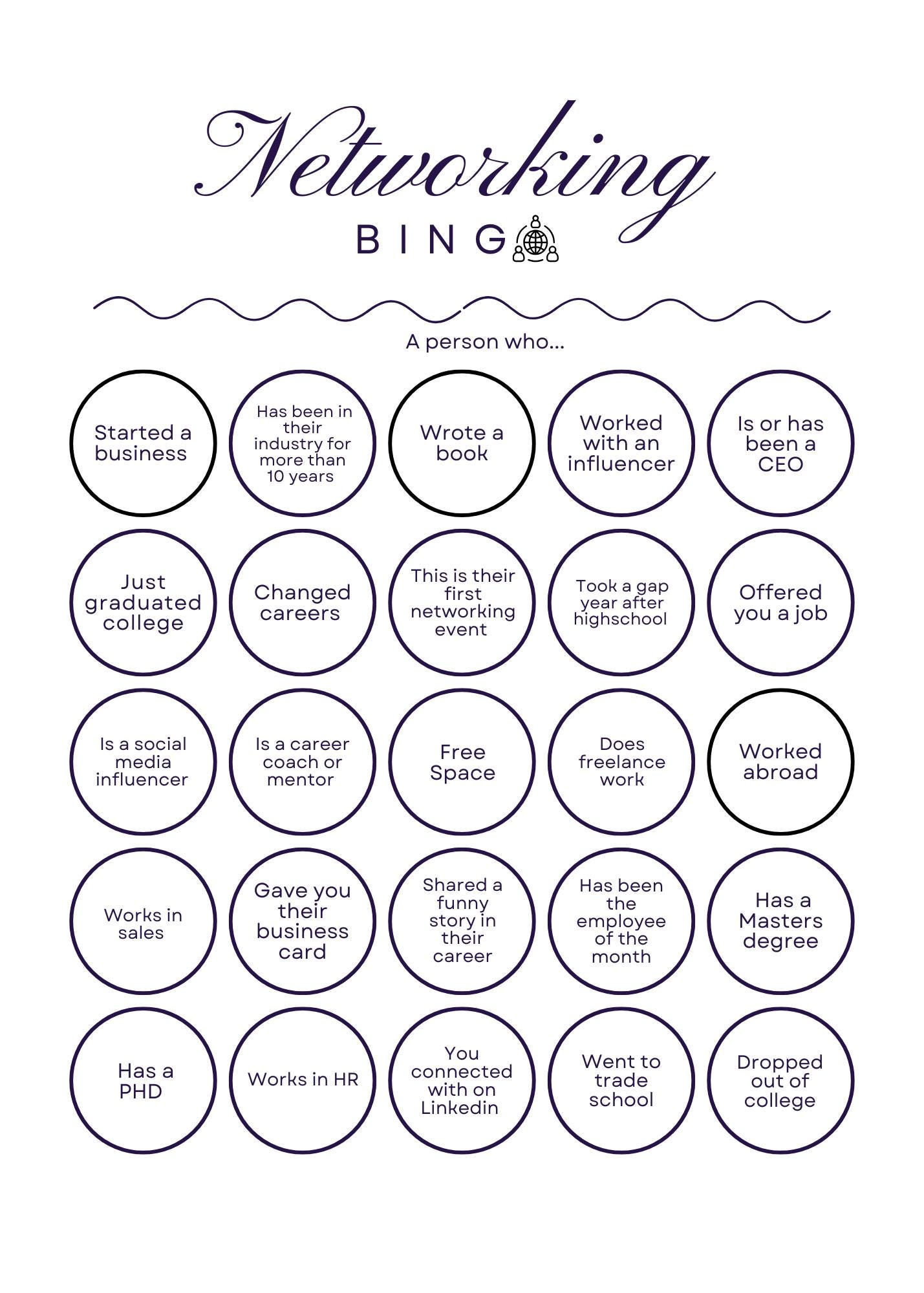 Editable Networking Bingo Card: Digital, Printable Fun for Connecting at Events—customize in ...