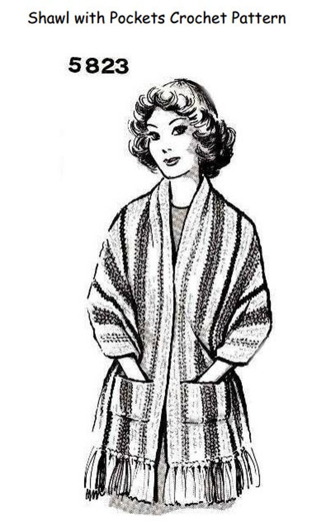 Pdf Shawl Pattern, Shoulder Wrap Crochet Shawl Pocket - Etsy