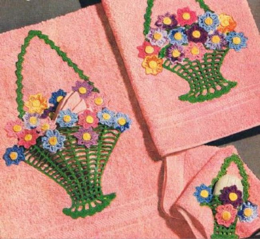 Flowers Crochet Baskets, Applique Pattern Basket Flowers - Etsy