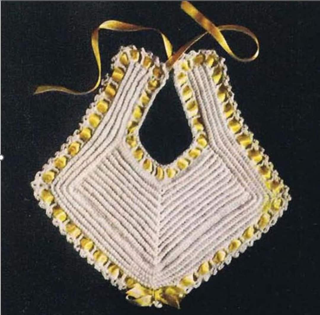 Bib Crochet Pattern, Crochet Thread Yellow-ribbon Baby Bib - Etsy