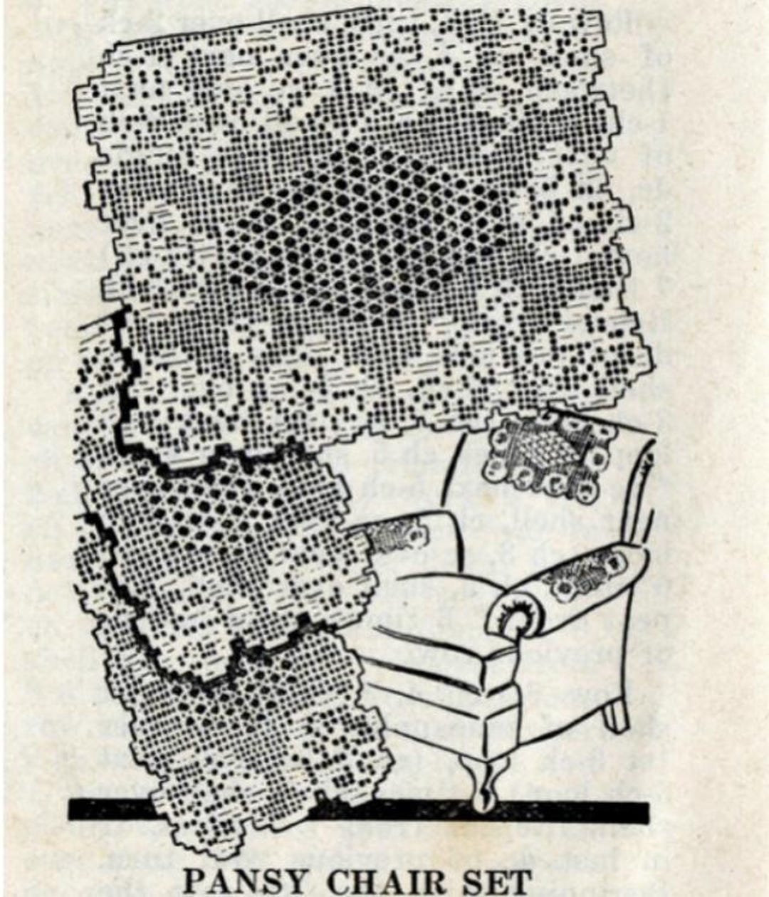 Chair Crochet Filet Pansy Set Pattern - Etsy