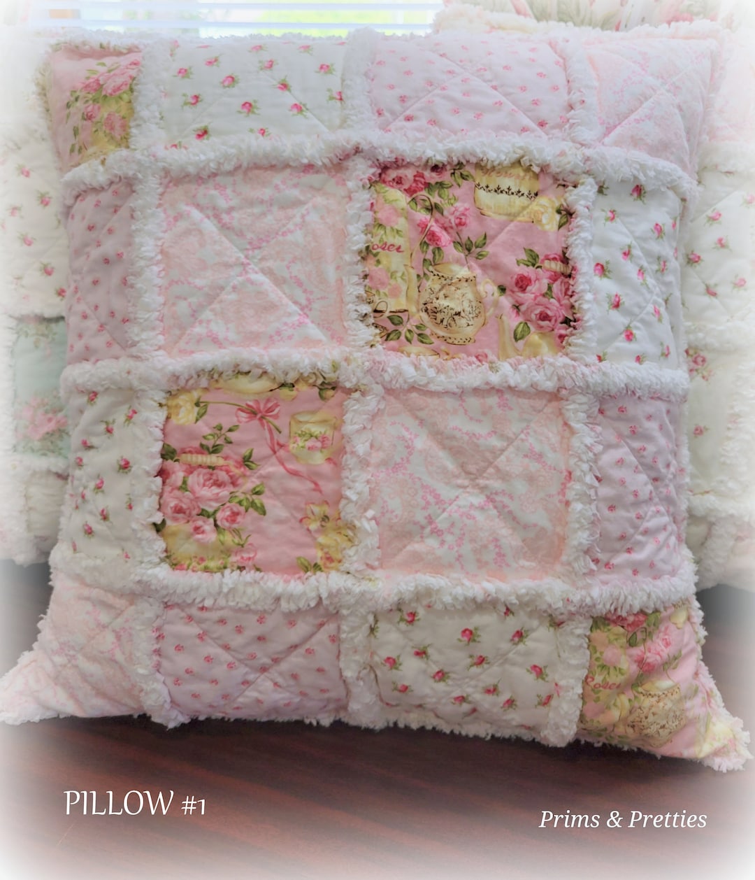 24" Rag Quilt Pillow/sham Cottage Roses #1 - Etsy