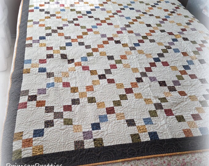 Irish Chain Quilt, Primitive Style Throw, Handmade Cotton Batting - Etsy