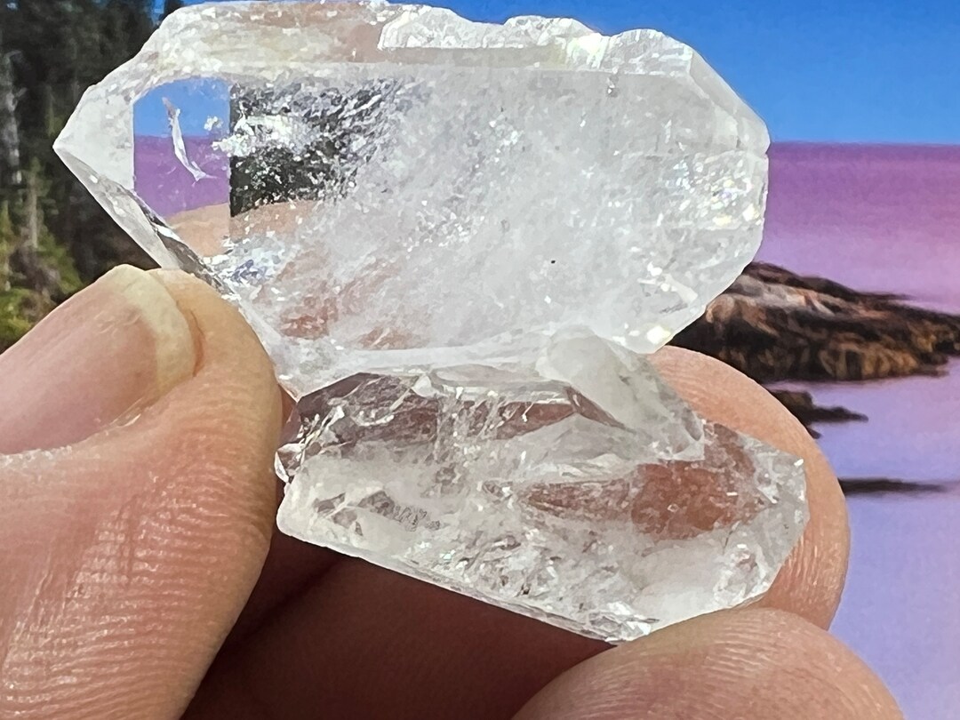 Self-healed Double Terminated Quartz Faden Tabby Twin Crystal Point ...