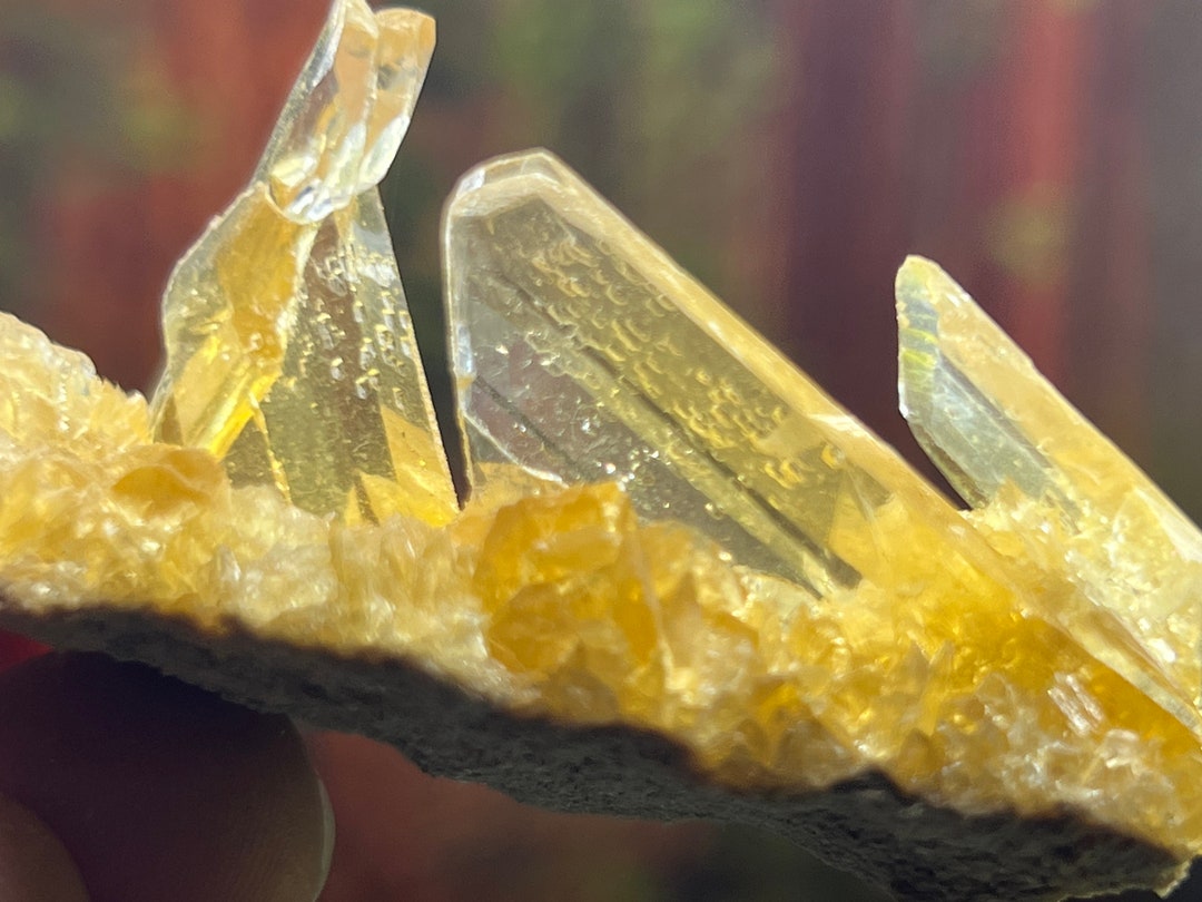 Etched Golden Selenite Crystal Cluster From Peru Selection From