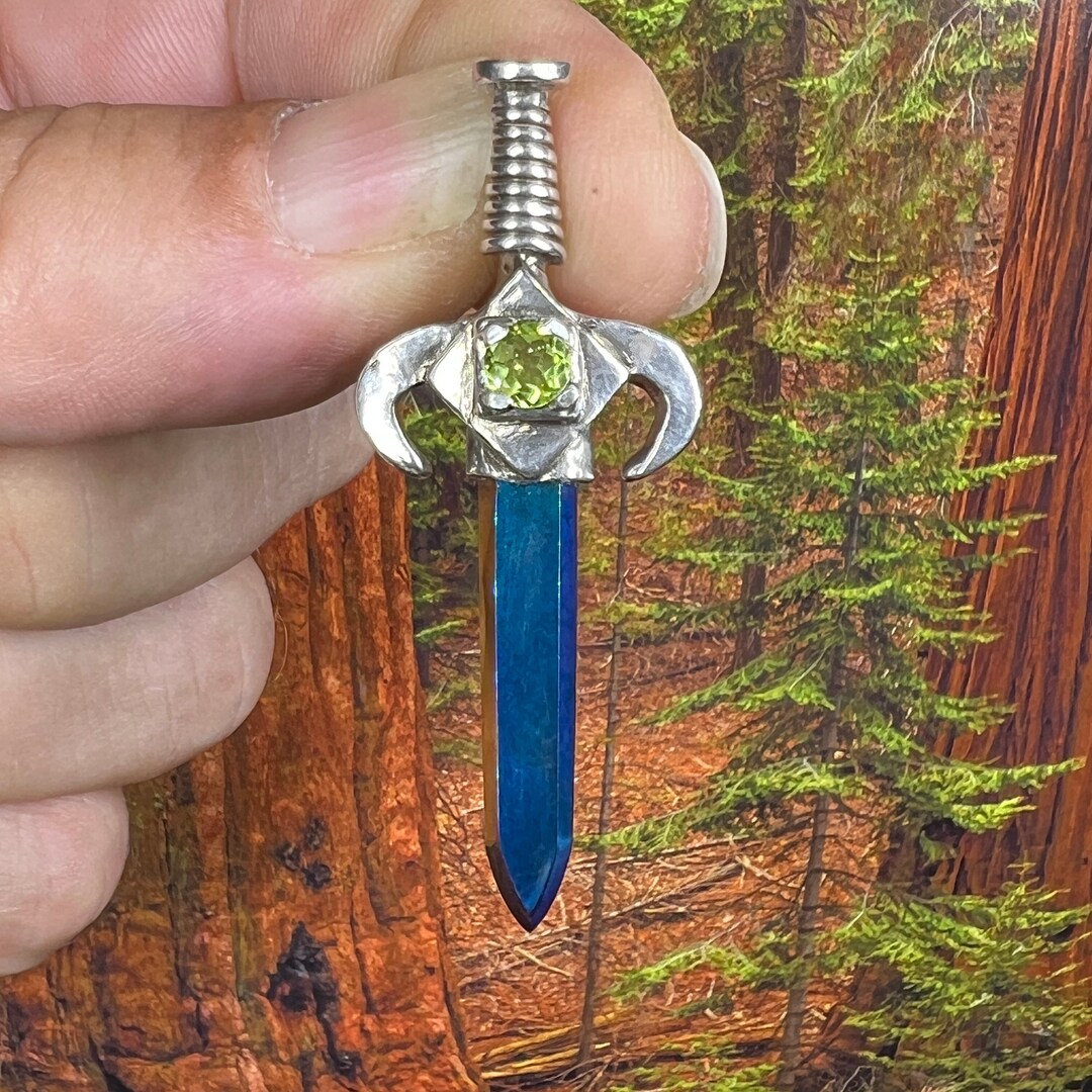 Rainbow Aura Blade With Peridot Accent Sterling Swords of - Etsy