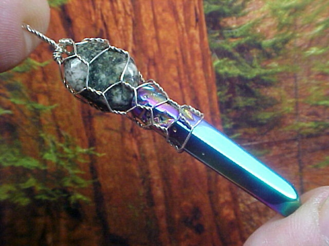 Preseli Bluestone Titanium Rainbow Aura Crystal Sterling Wire - Etsy