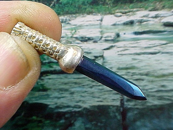 Cobalt Blue Aura Crystal Katana Sterling Swords of Stone - Etsy