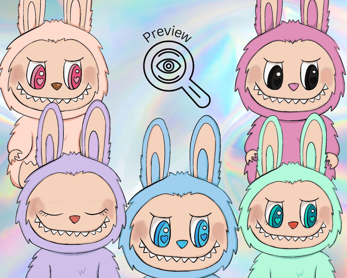 Labubu PNG Bundle | 10 Cute Cartoon Character Clipart Files | Digital ...