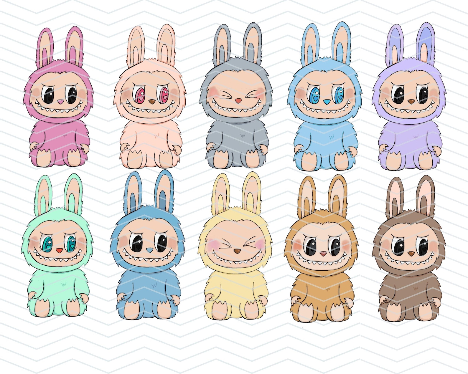 Labubu PNG Bundle | 10 Cute Cartoon Character Clipart Files | Digital ...