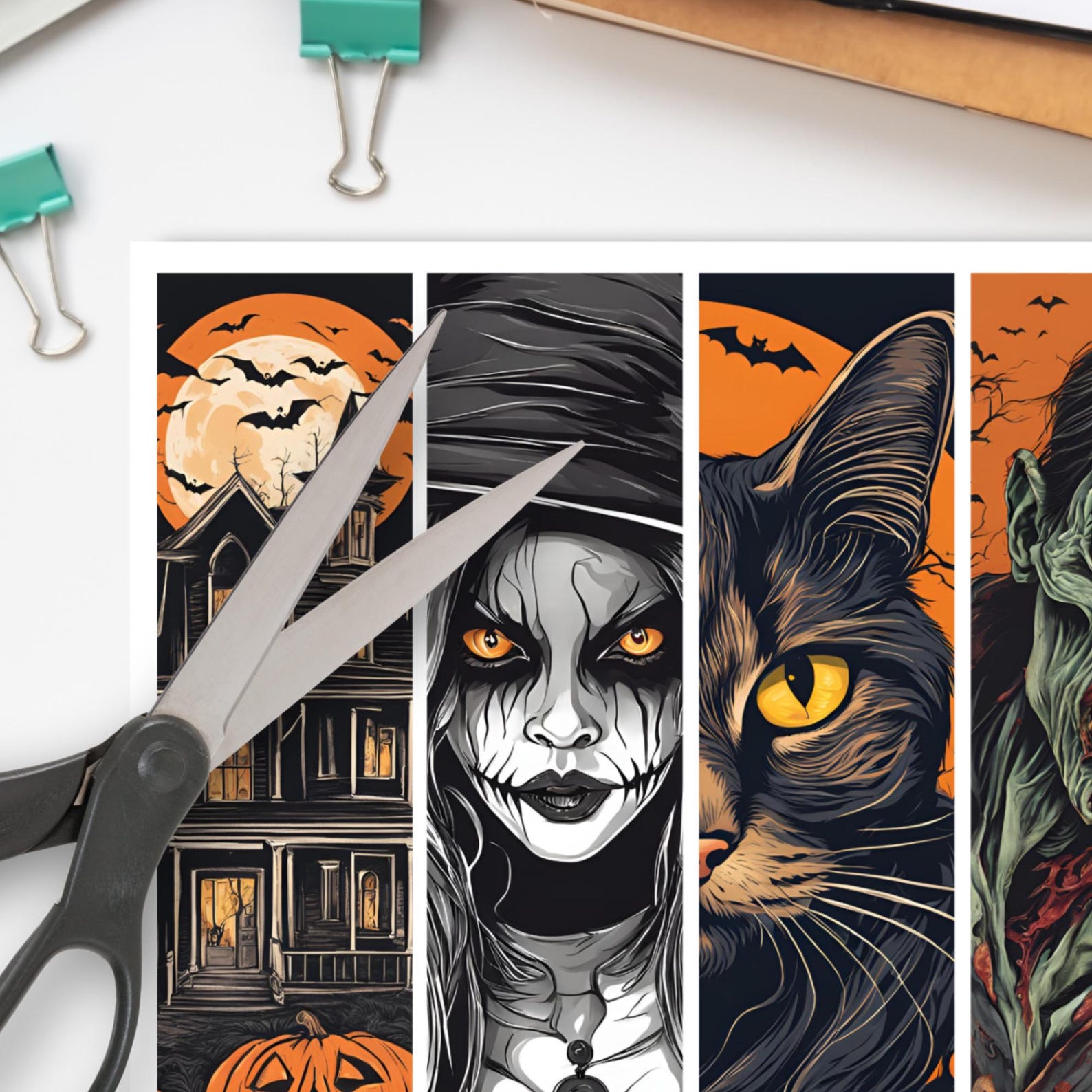 Spooky Comic-style Halloween Bookmarks | Printable PDF/JPG | Haunted ...