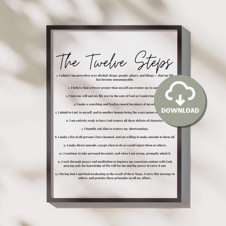 12 Steps Recovery Printable: AA Al-anon Art for Healing (digital ...