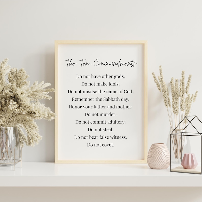 Ten Commandments Printable Art: Minimalist Christian Decor (PDF & JPG ...