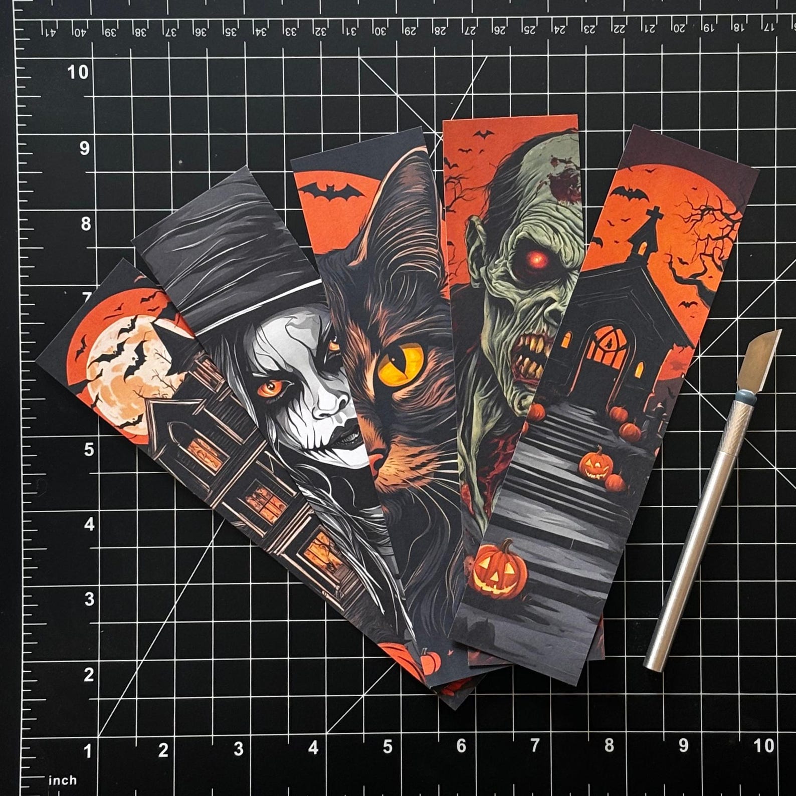 Spooky Comic-style Halloween Bookmarks | Printable PDF/JPG | Haunted ...