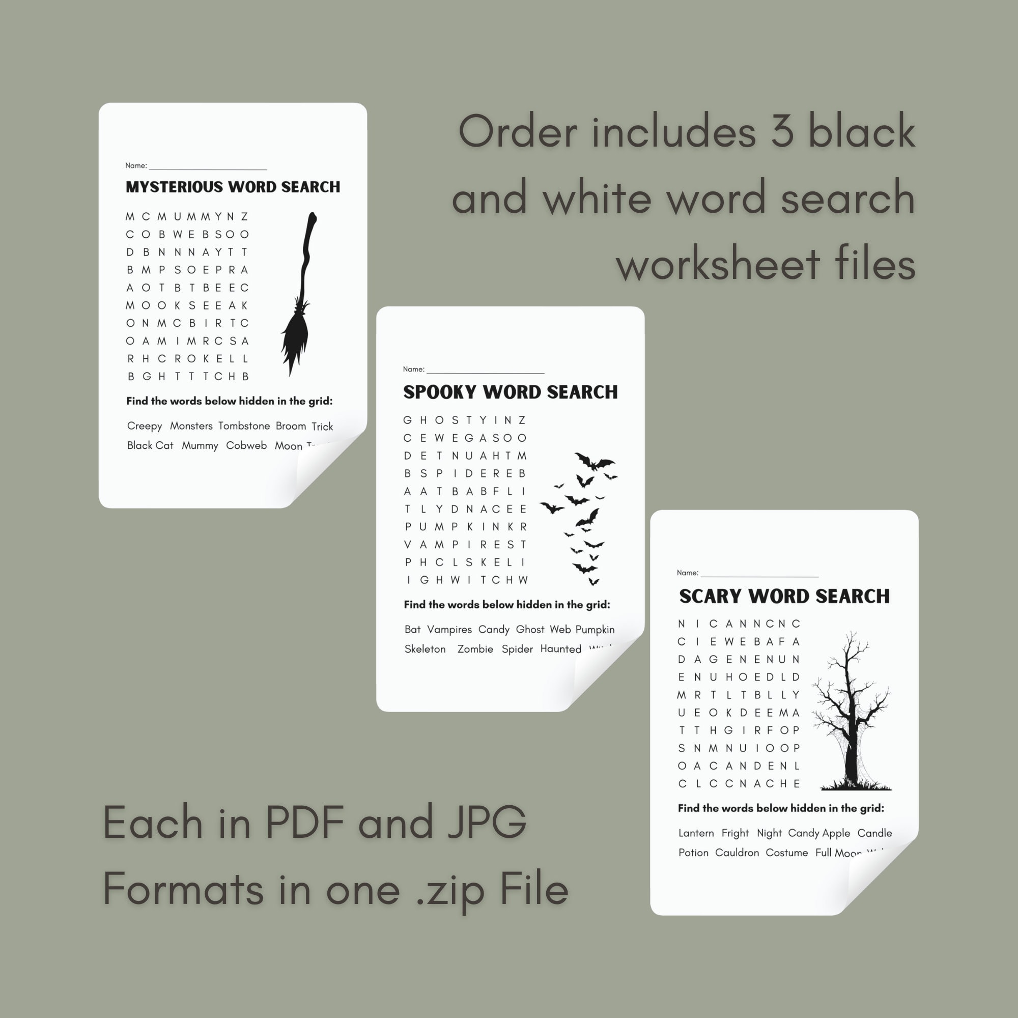 Halloween Word Search Printables for Kids: Spooky Classroom Activity ...