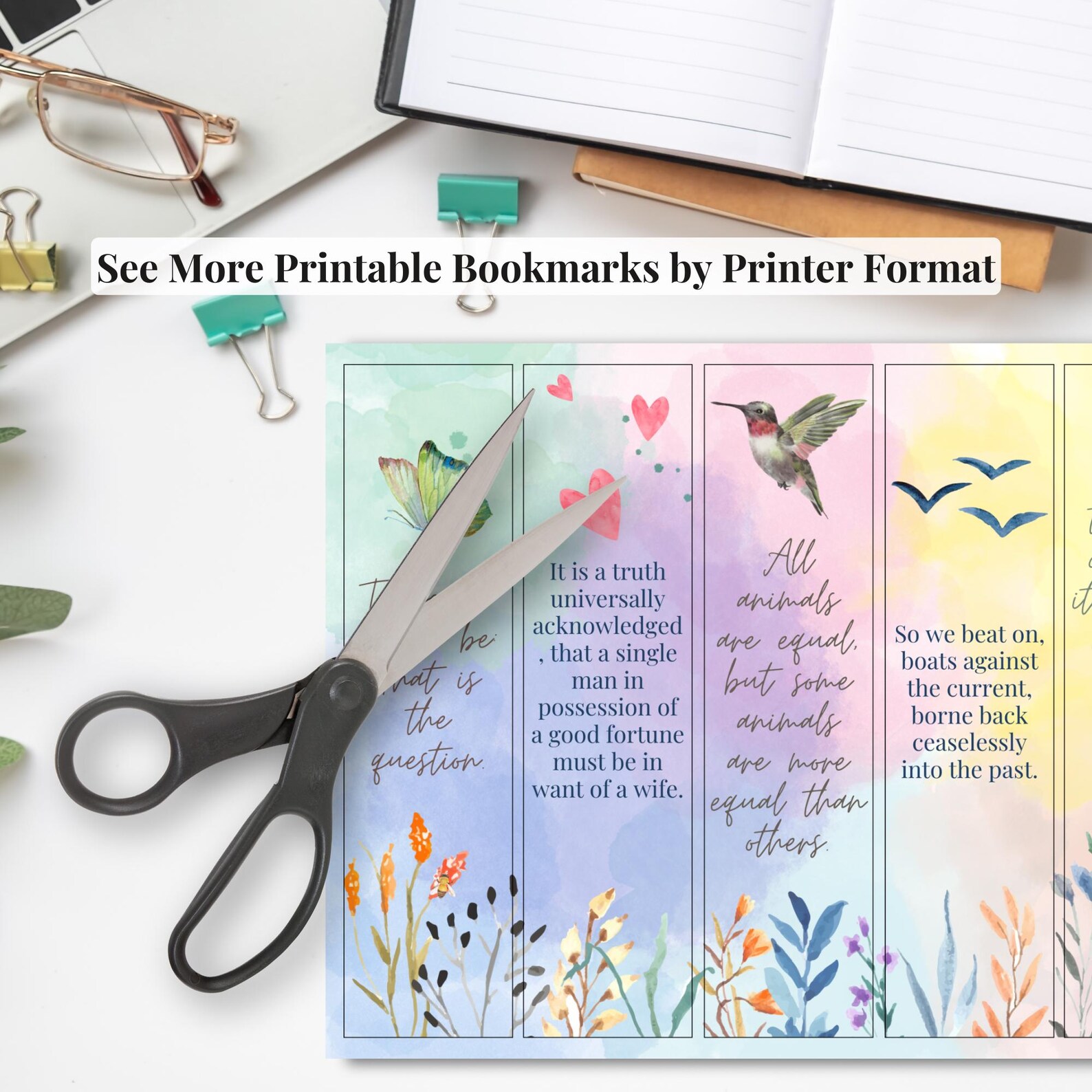 Printable Recovery Slogan Bookmarks | Undersea Watercolor Design | JPG ...