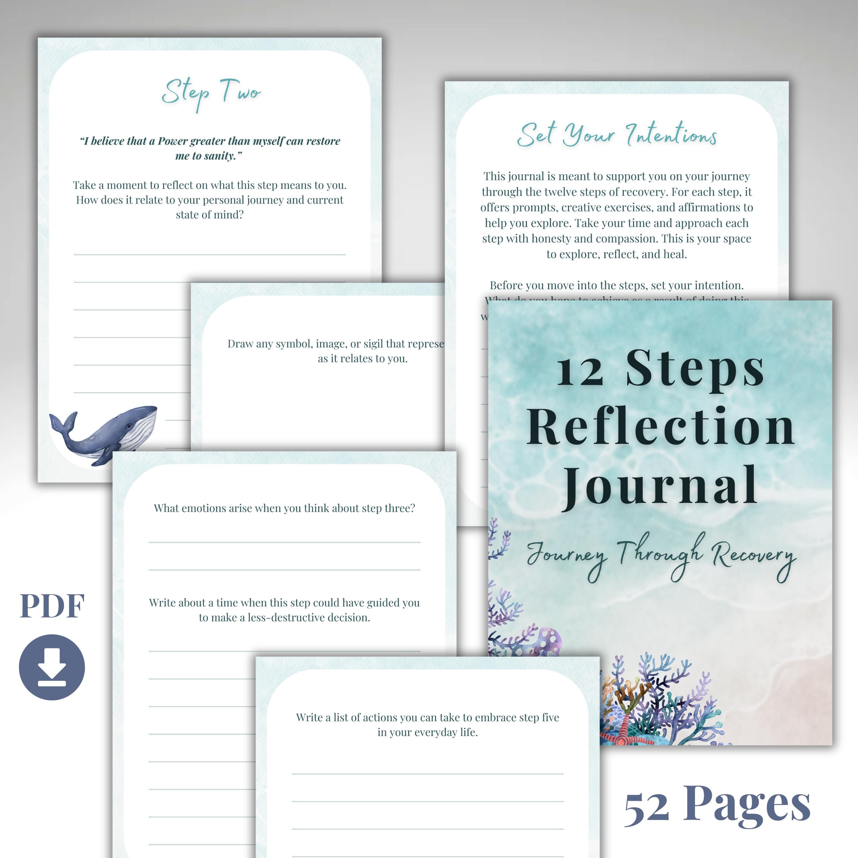 12 Steps Reflection Journal | Ocean Theme | Printable Recovery Workbook ...