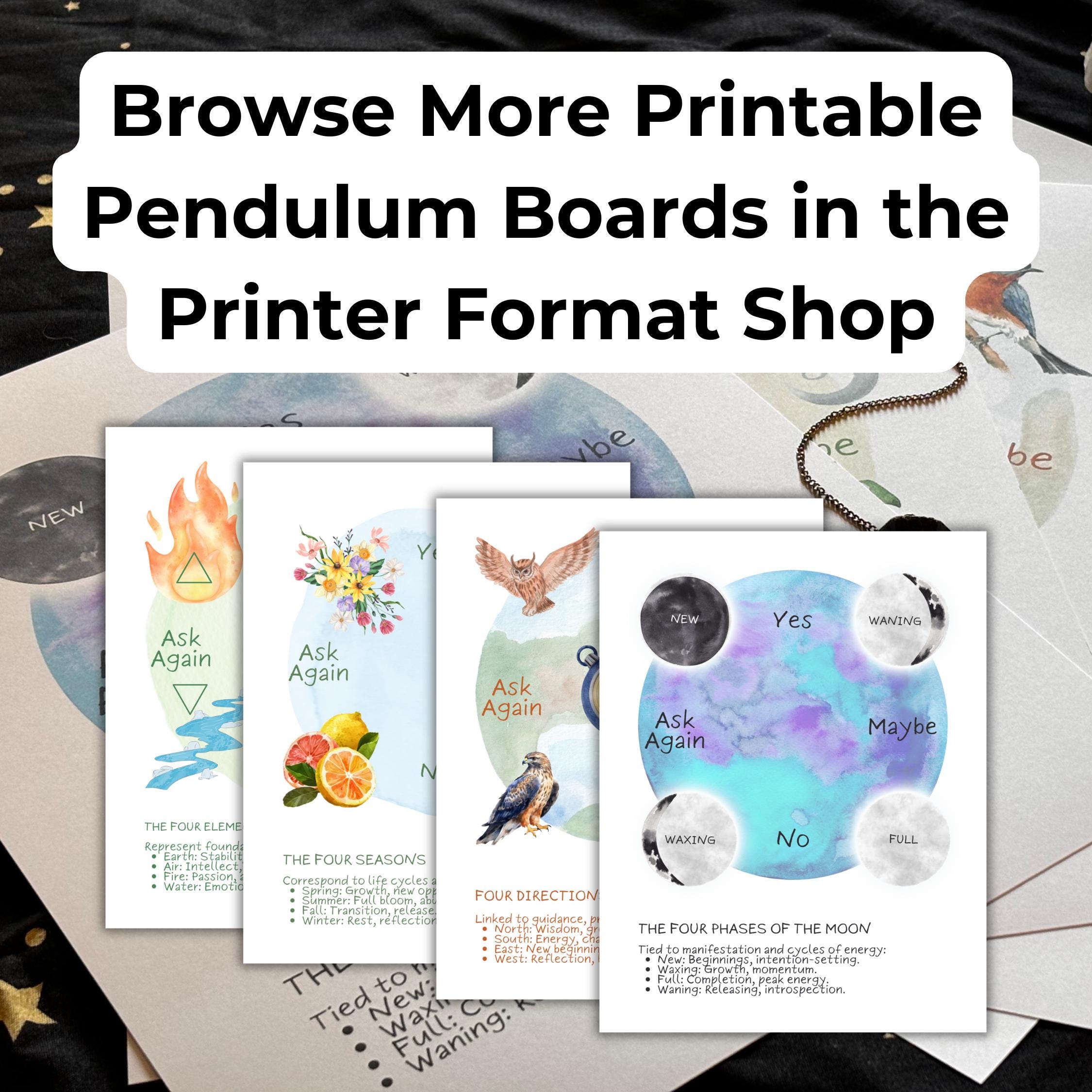Four Directions Pendulum Board: Spiritual Divination Chart With Animals ...