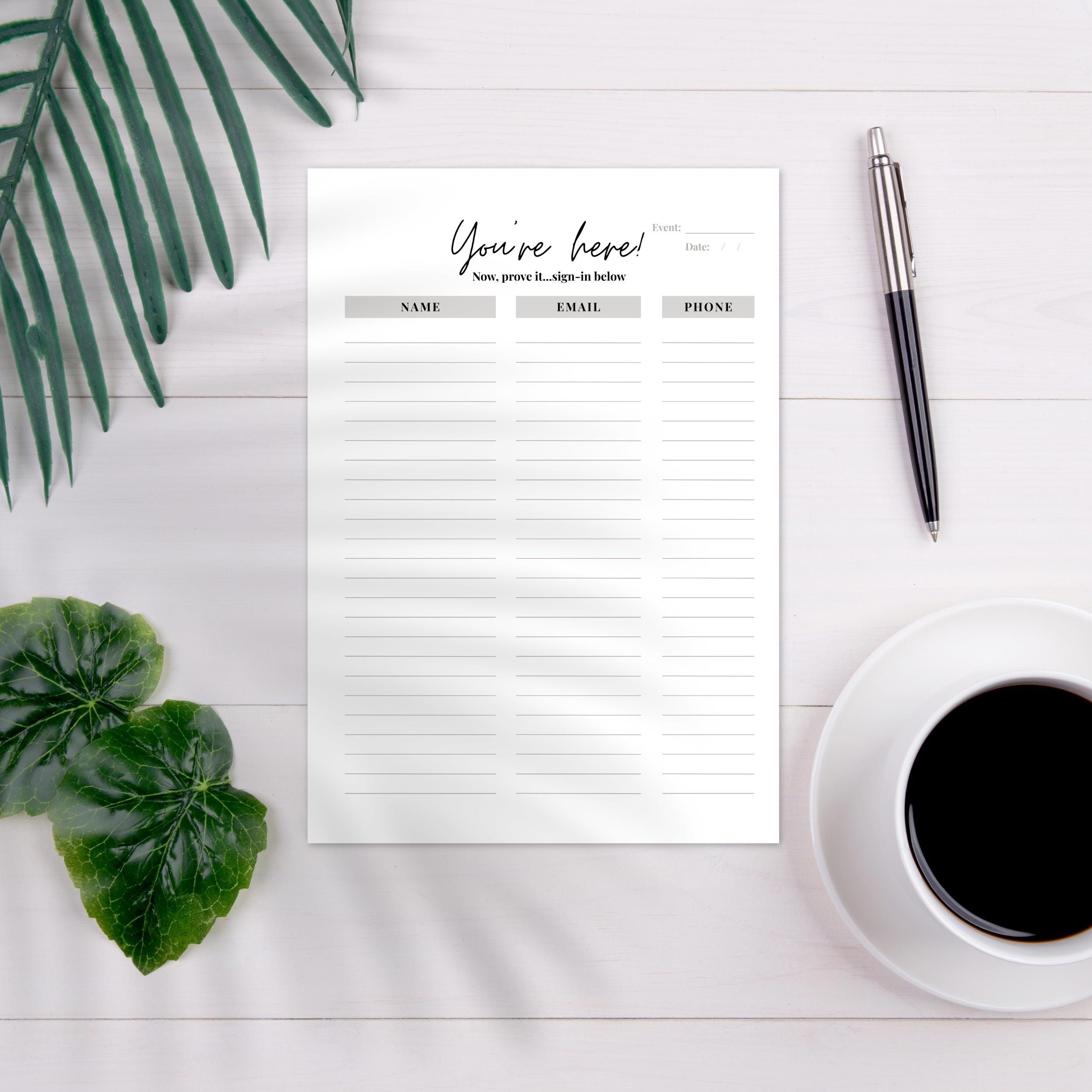 Printable Sign-in Sheet: Attendance Tracker for Events (PDF Download ...
