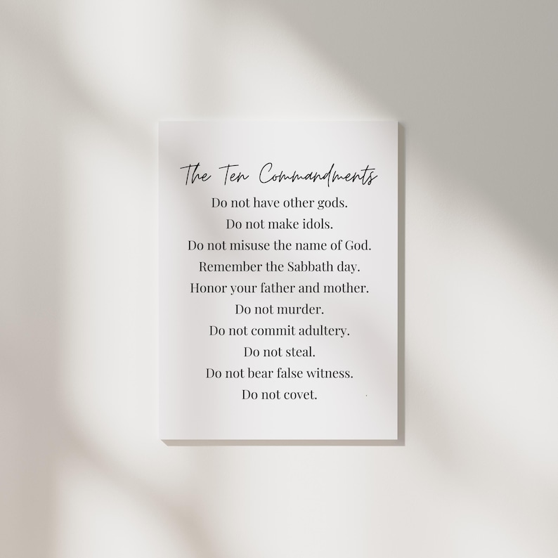 Ten Commandments Printable Art: Minimalist Christian Decor (PDF & JPG ...