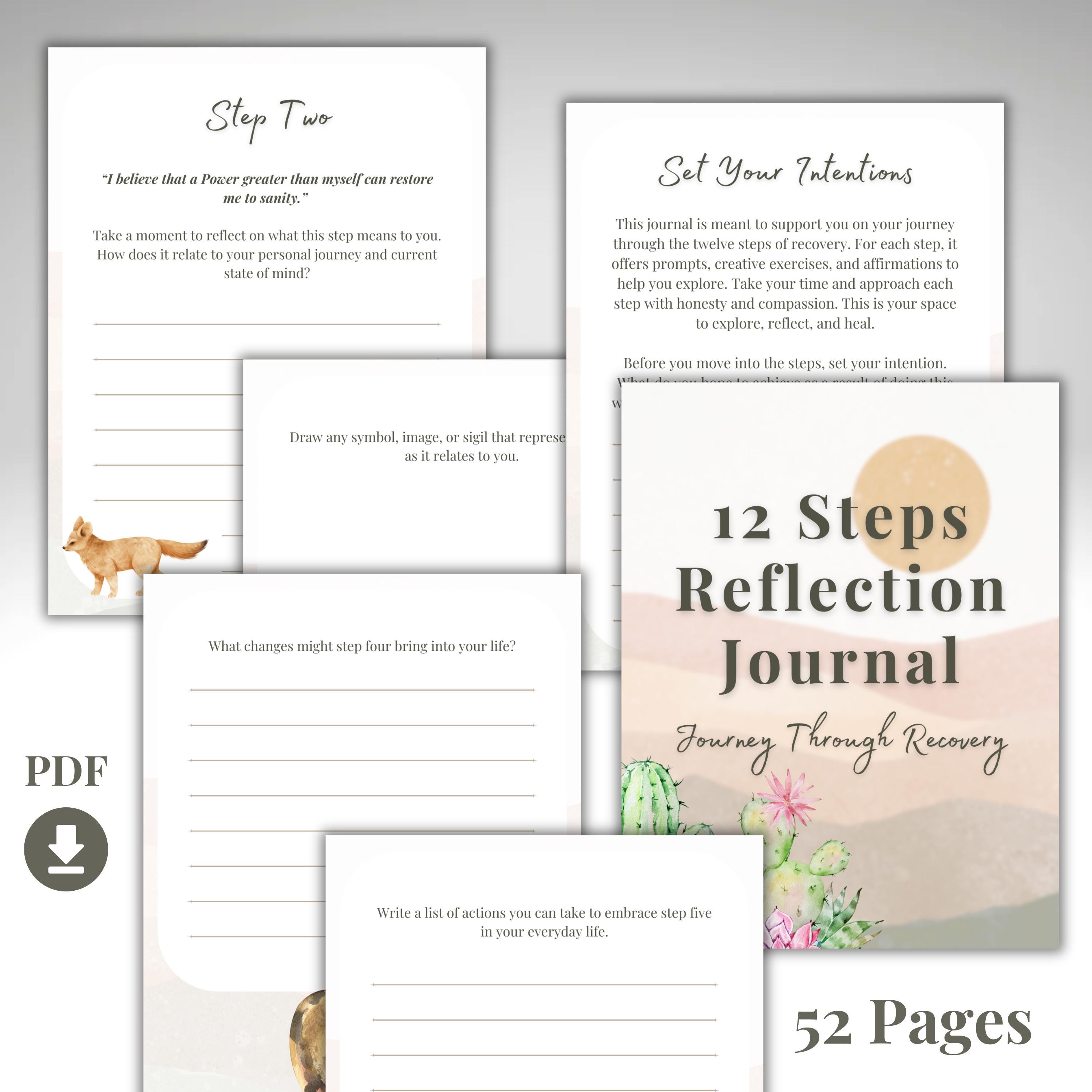 12 Steps Reflection Journal | Desert Design | Printable Recovery ...