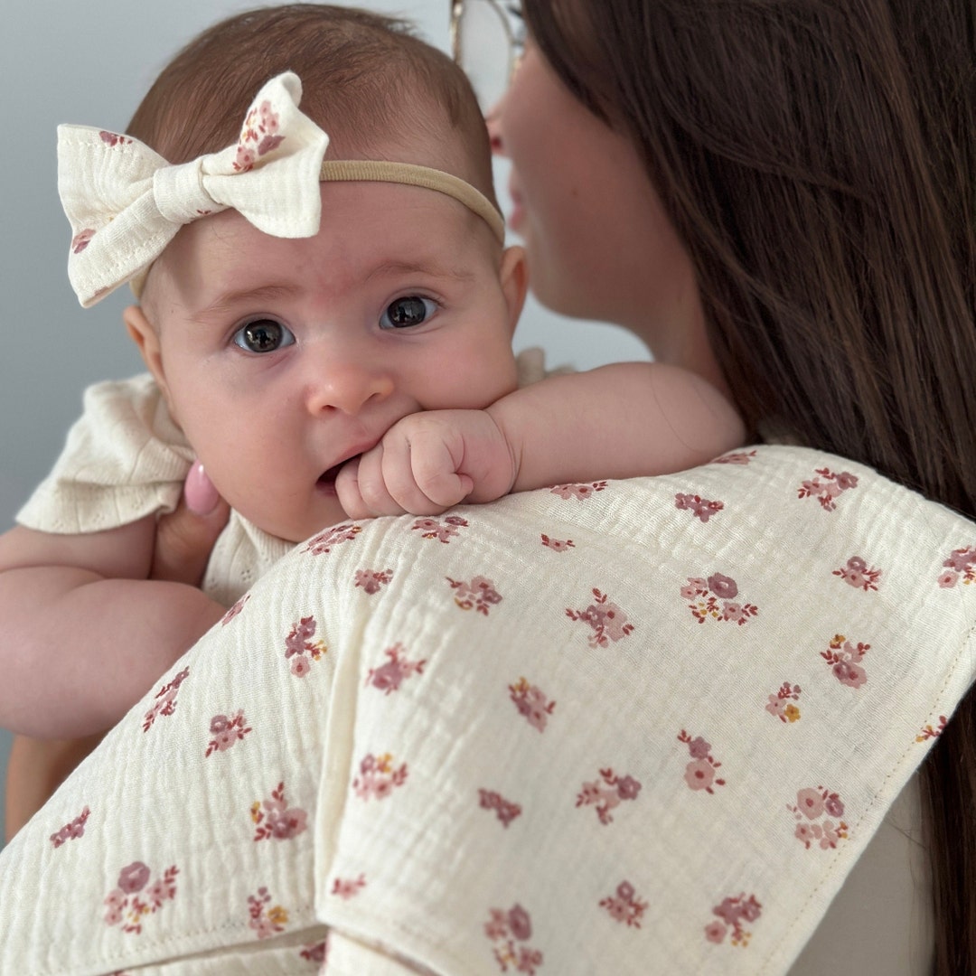 3-PACK Organic Muslin Baby Girl Diaper Set With Matching Bow.cotton ...